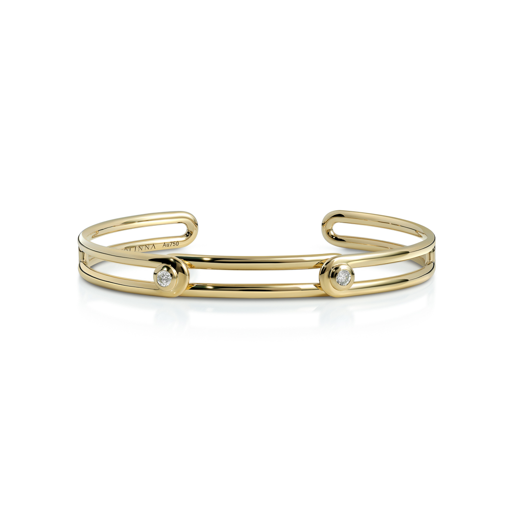 Forme Beam Cuff Slim Model | Diamond Cuff in 18k Gold